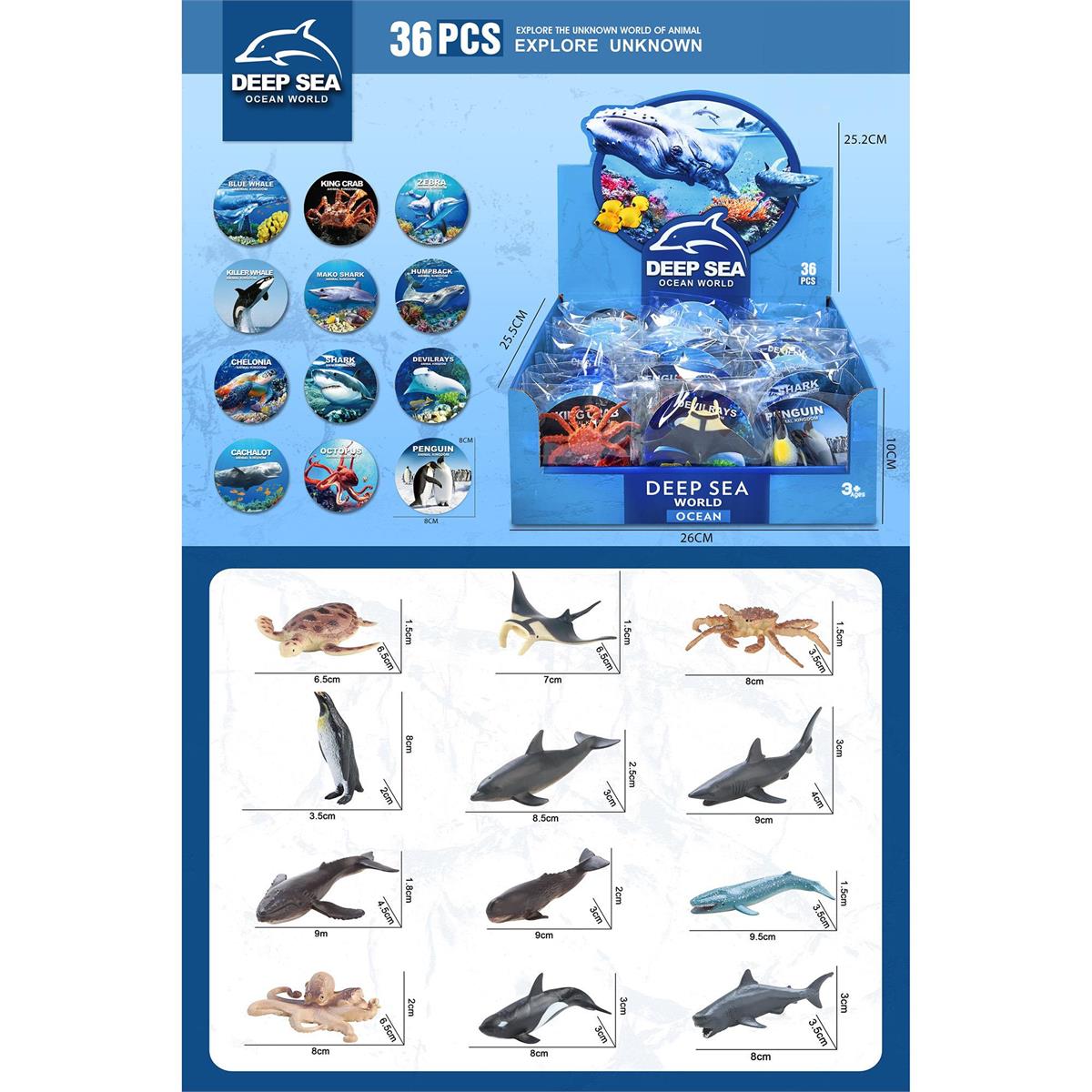Deep Sea, Sea Animal Figures, 12 Asst, 36pcs/dsp