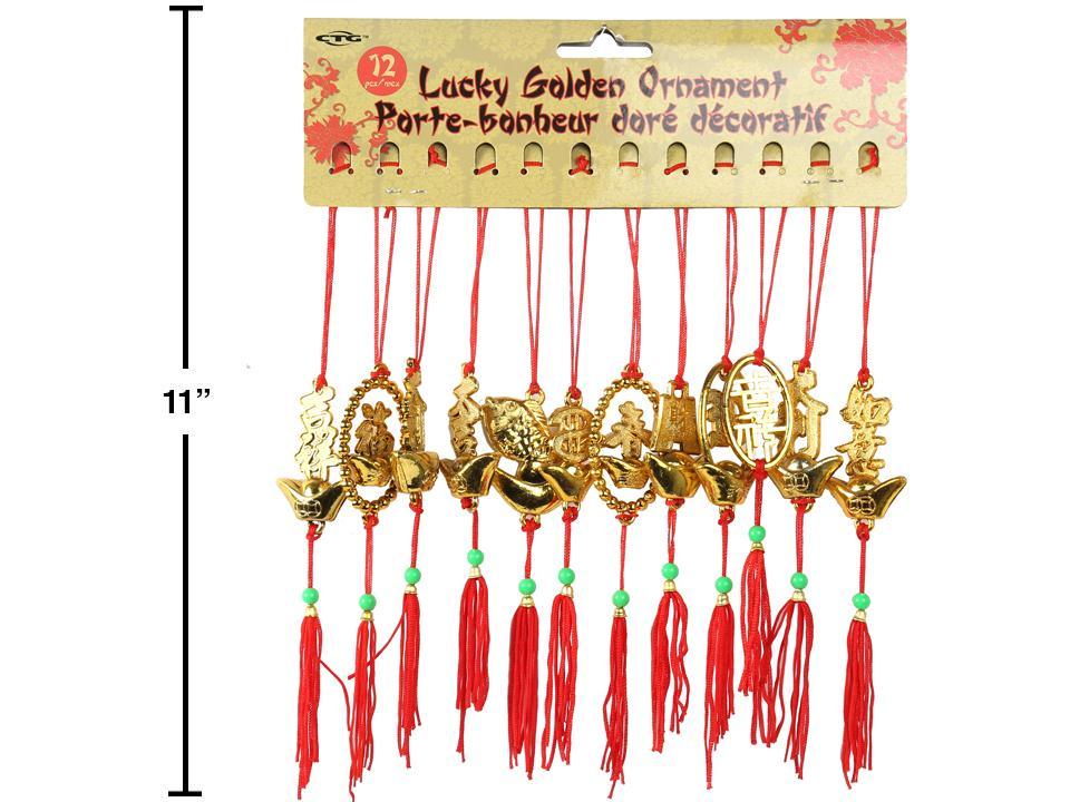 12pcs Chinese New Year Lucky Ingot Golden Ornament, header