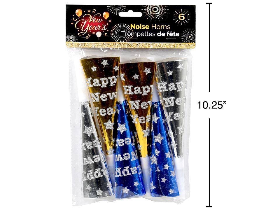 New Years 6pk Party Horns, pbh