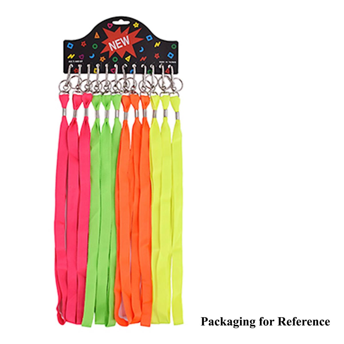 17" Neon Colour Lanyard, 4 Asst. w/clip, 12/Card