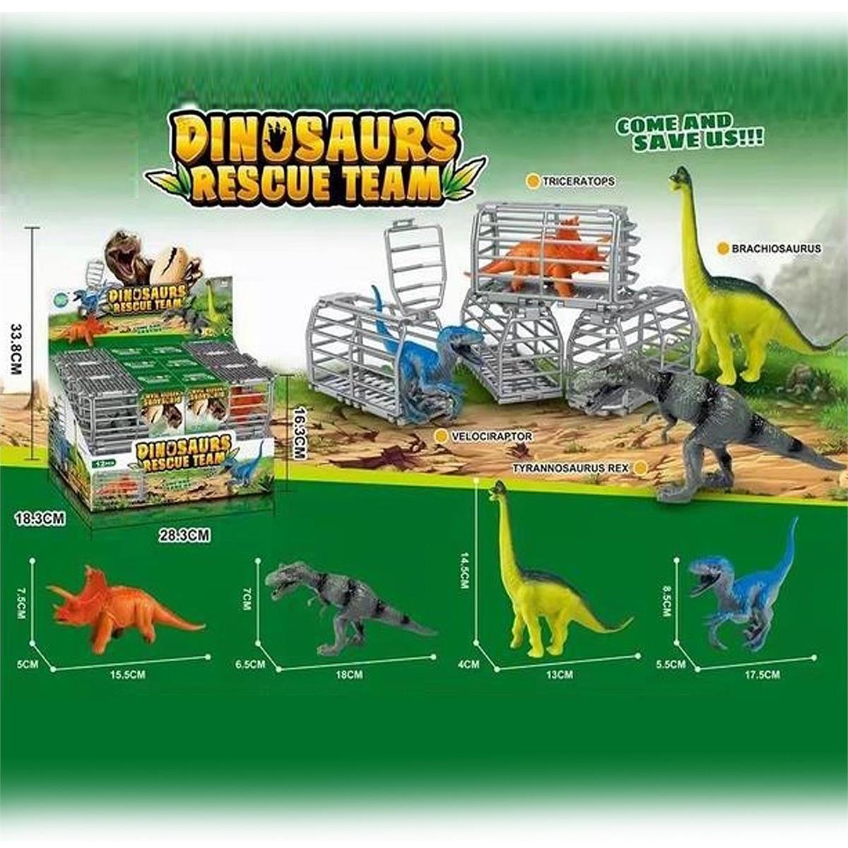 Dinosaur Rescue Team, Dinosaur in Rescued Cage, 4 Asst., 12pcs/dsp