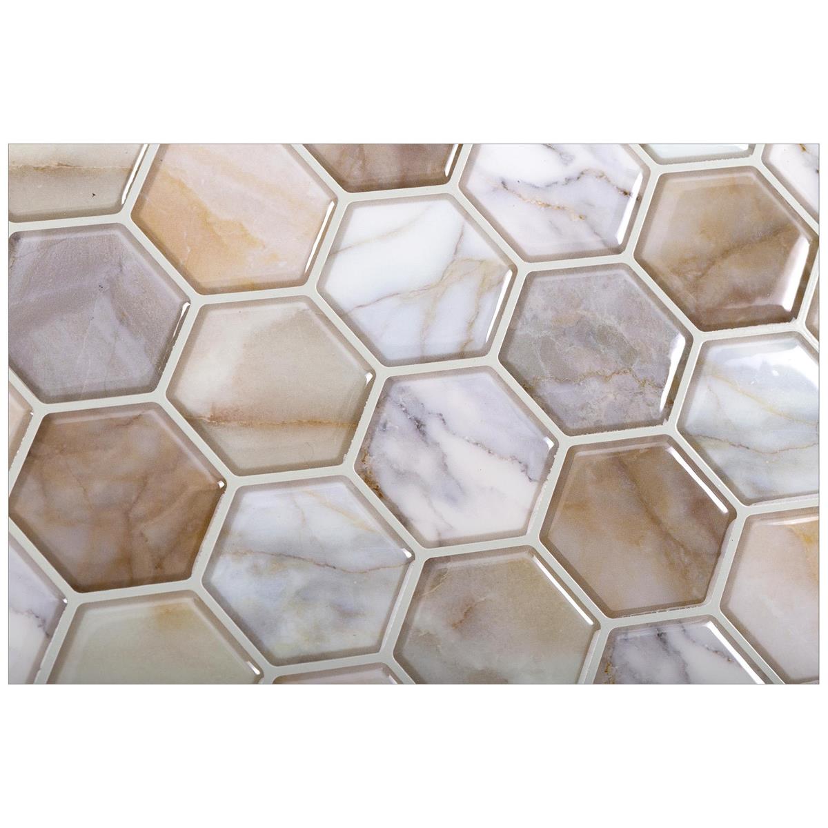 iDesign Wall Decals, Hexagon Tile, Natural Marble, 10" x 10", PBH