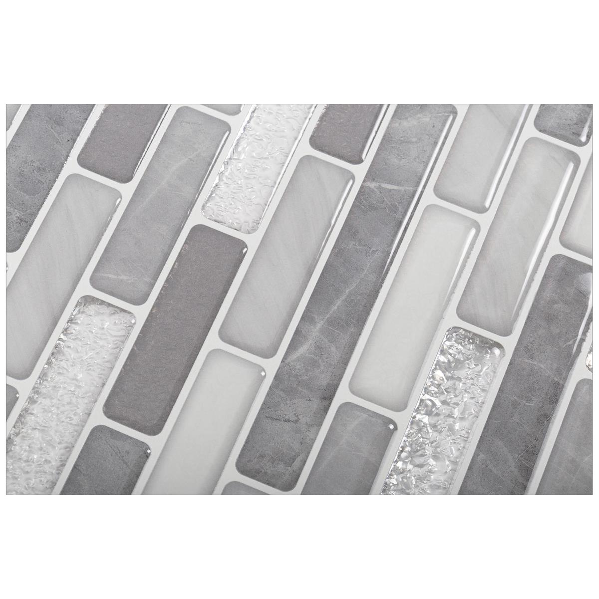 iDesign Wall Decals, Skinny Rect. Tile, Grey Stone, 10" x 10",