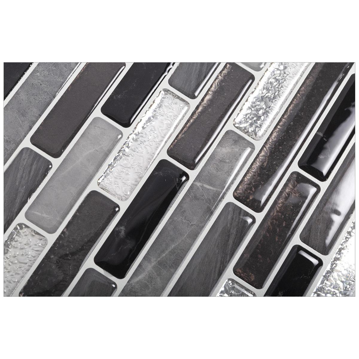 iDesign Wall Decals, Skinny Rect. Tile, Blk/Grey Stone,