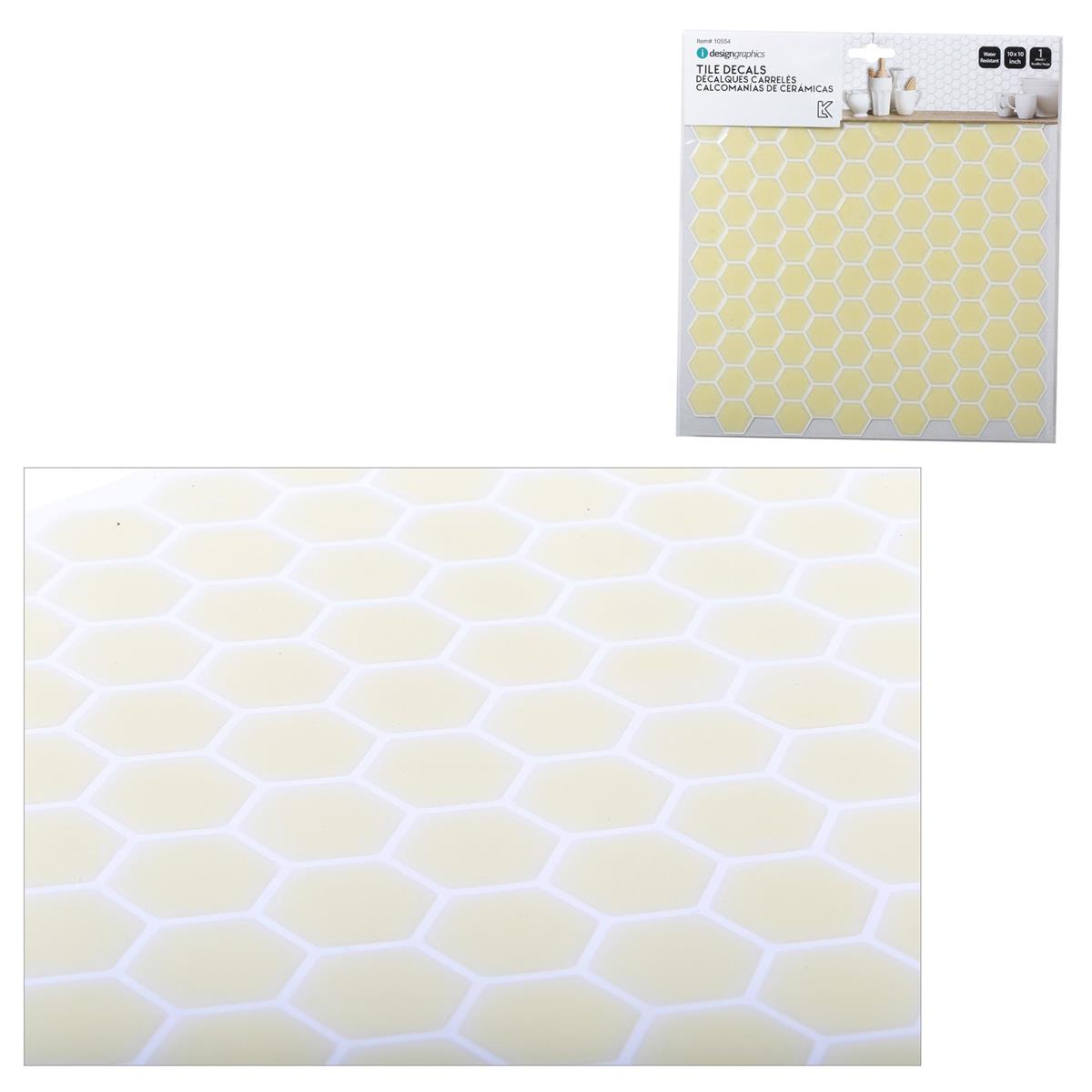 iDesign Wall Decals, Mini Hexagon Tile, White Pearl,