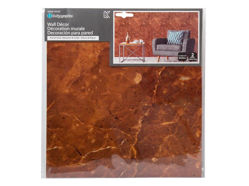 iDesign Wall Decals, 2PK Sq. Marble Tile, Red, 11.8x11.8", PBH