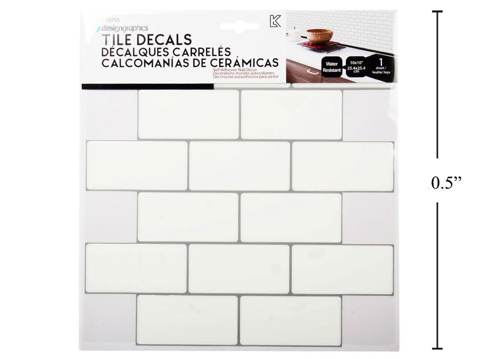 iDesign Wall Decals, Subway Tile White/Grey, 10"x10", PBH*