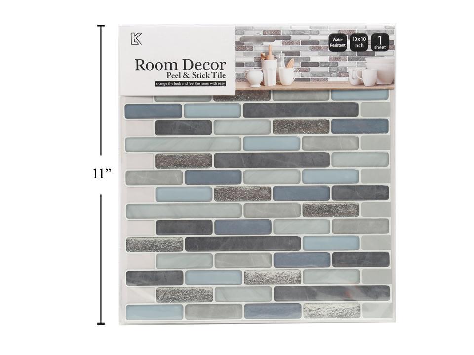 iDesign Wall Decals, Thin Rect. Tile, Blue/Silver, 10"x10", PBH