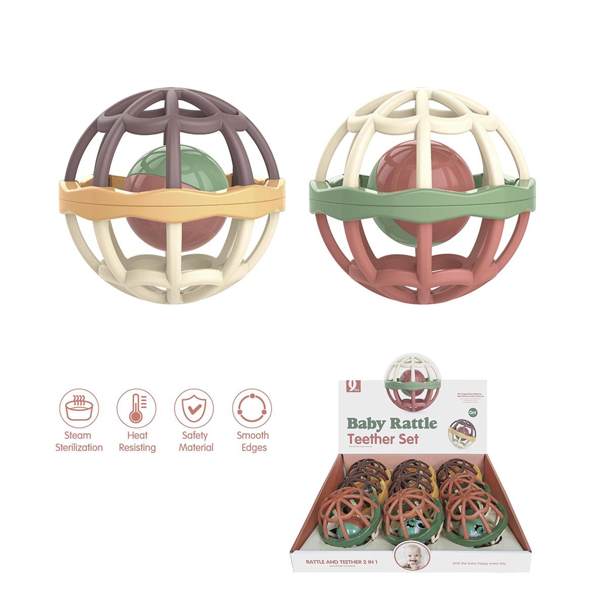 4" Baby Rattle ball, 9pcs/dsp