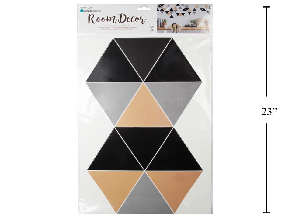 iDesign Wall Decals, Triangles Blk/Grey/Pink, 1sheet