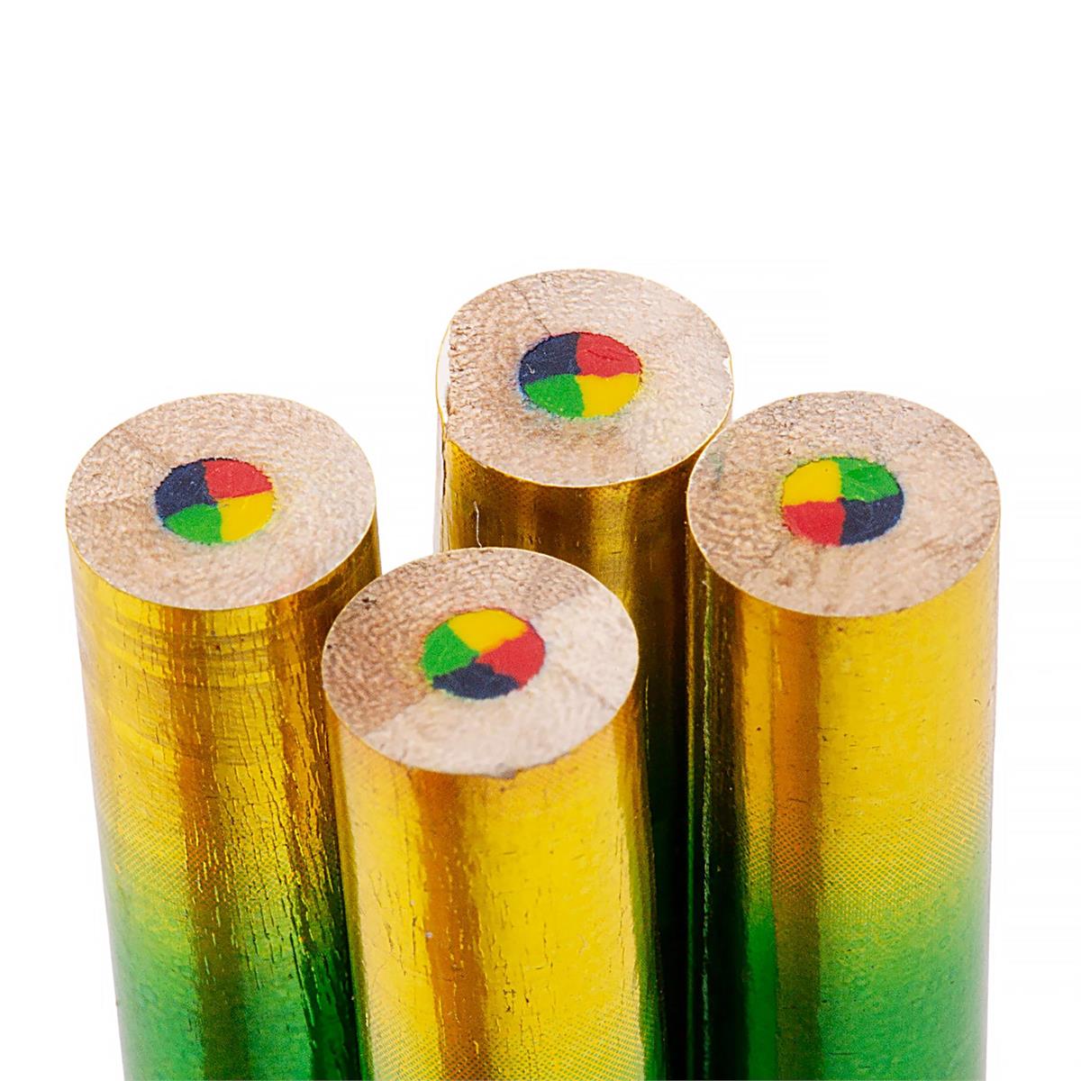 T4C, 4-pc 4-in-1 Rainbow Coloured Pencils, erasable, b/c, w/Iridescent ...
