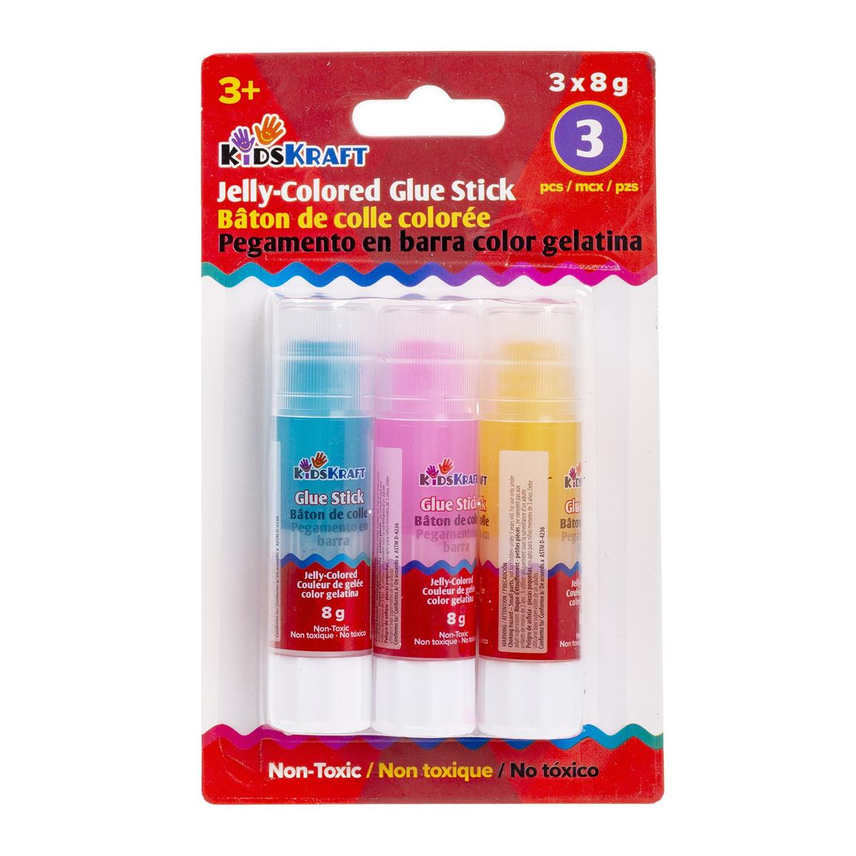 KD.Kr., Jelly-Colored Glue Stick 3-pc, 8g/pc, b/c with shrink wrap