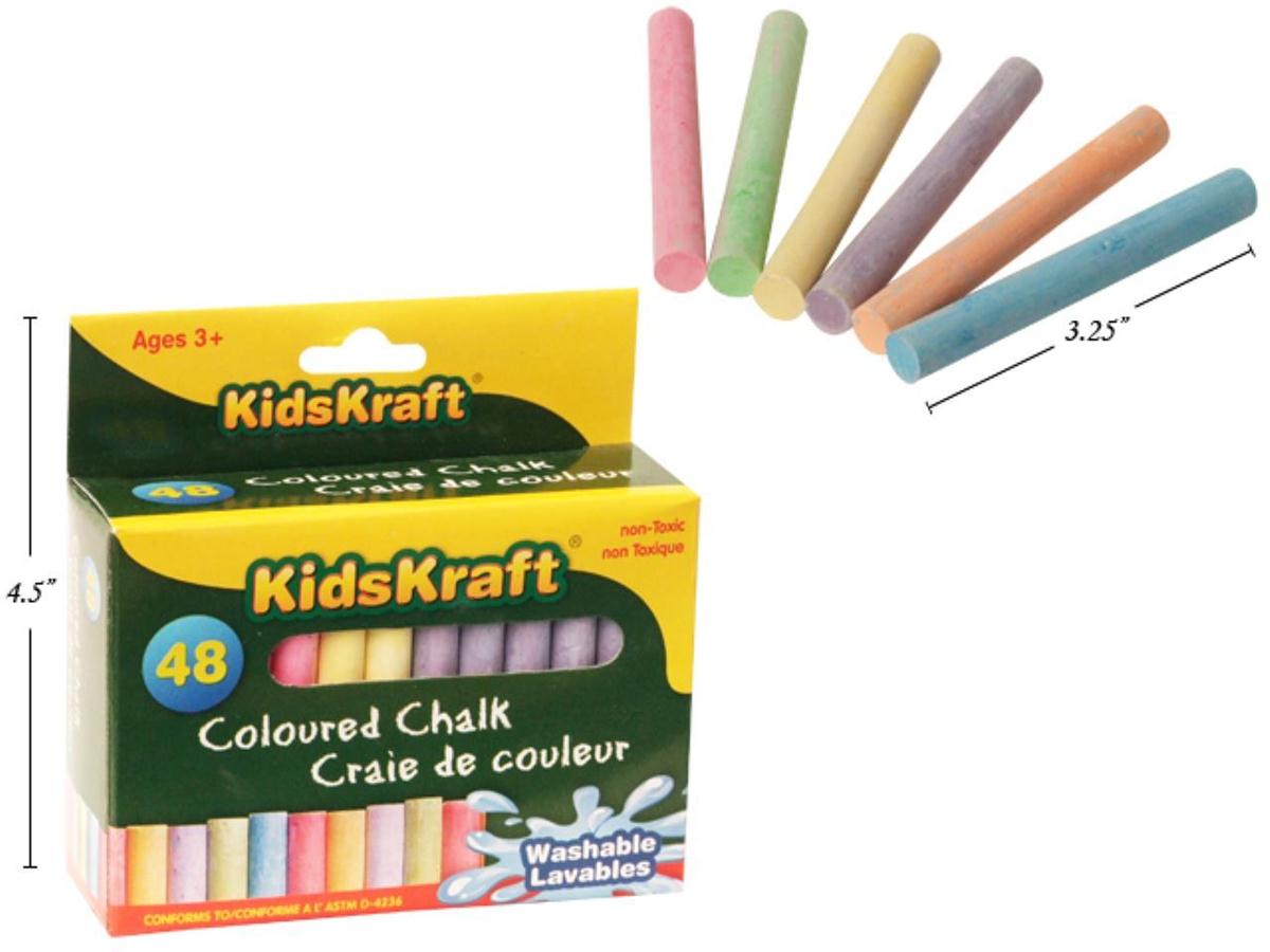 KD.Kr. 48-pc Coloured Chalk, 6 asst'd Cols, window box