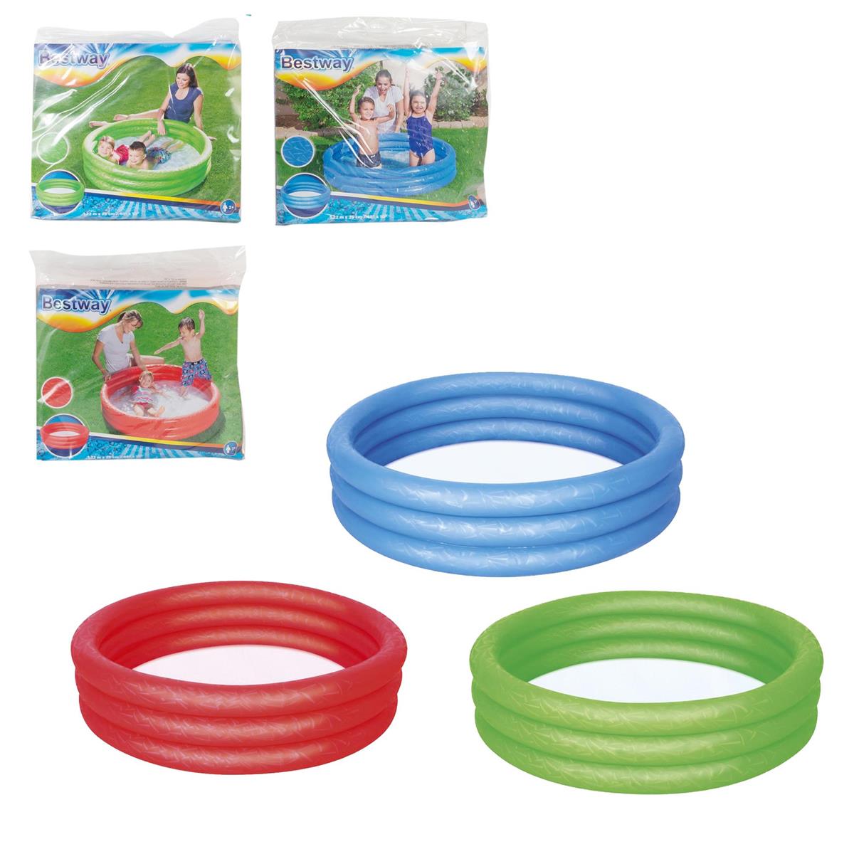 48"Dia. Inflatable 3-Rings Pool, 3/C, polybag w/insert