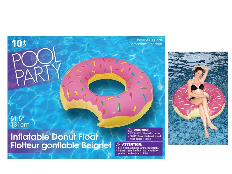 Pool Party Inflatable Giant Donut Float, 48"Dia., colour box