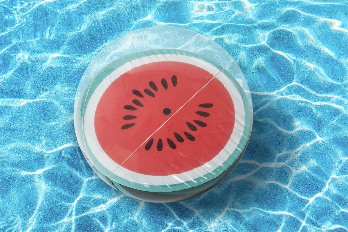 Pool Party 16.5"Dia. Inflatable 3D Watermelon Beach Ball, bag w/insert