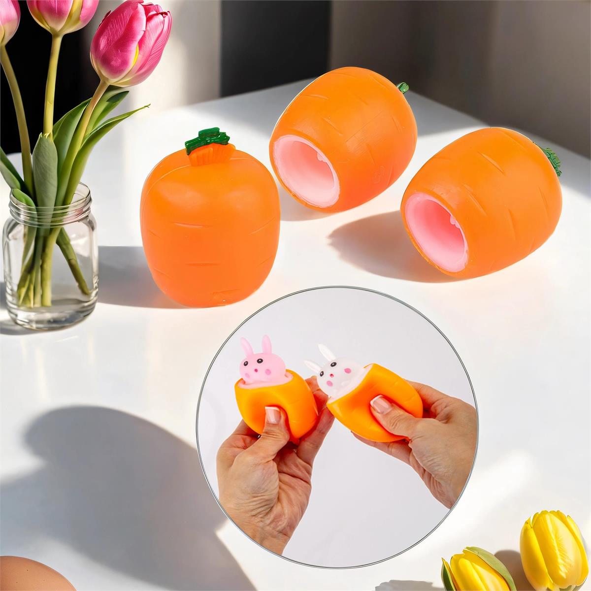 Easter Squeeze Carrot Pop-Up Rabbit,2asst.,20/PDQ