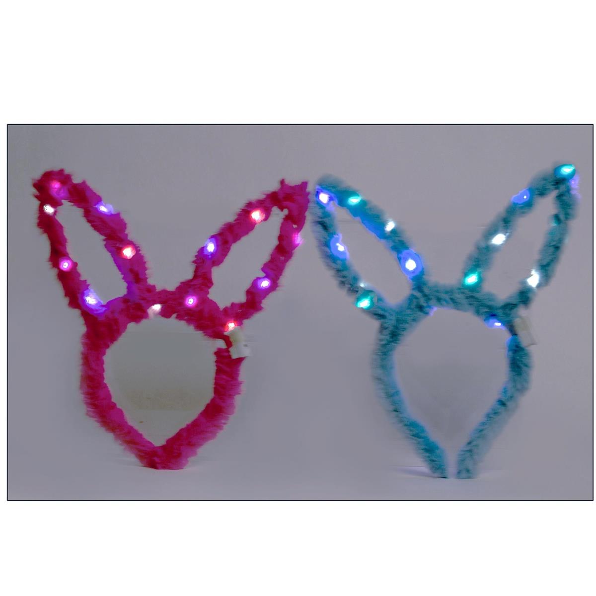 Easter 7 LED Light-Up Bunny Ears Plush Headband, 4/c, header card