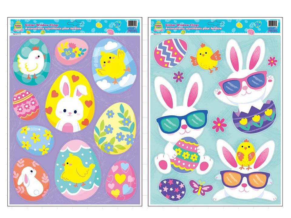 Easter 16"x12" Glitter Window Cling , 2 Styles, header