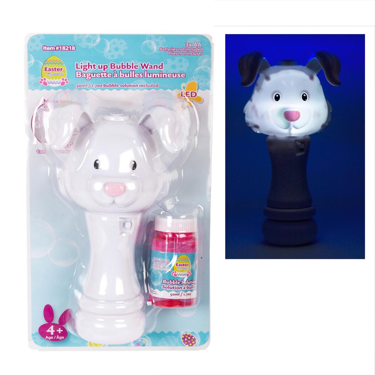 Easter B/O Bunny Light-Up Bubble Wand w/50ml Bubbles, b/c