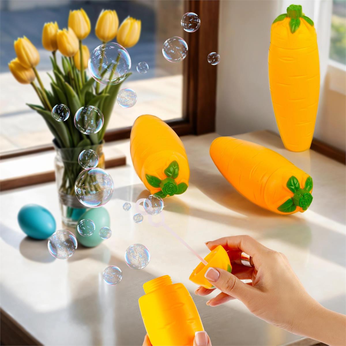 Easter 6oz Carrot Bubble Wands 6pcs/PDQ,cht