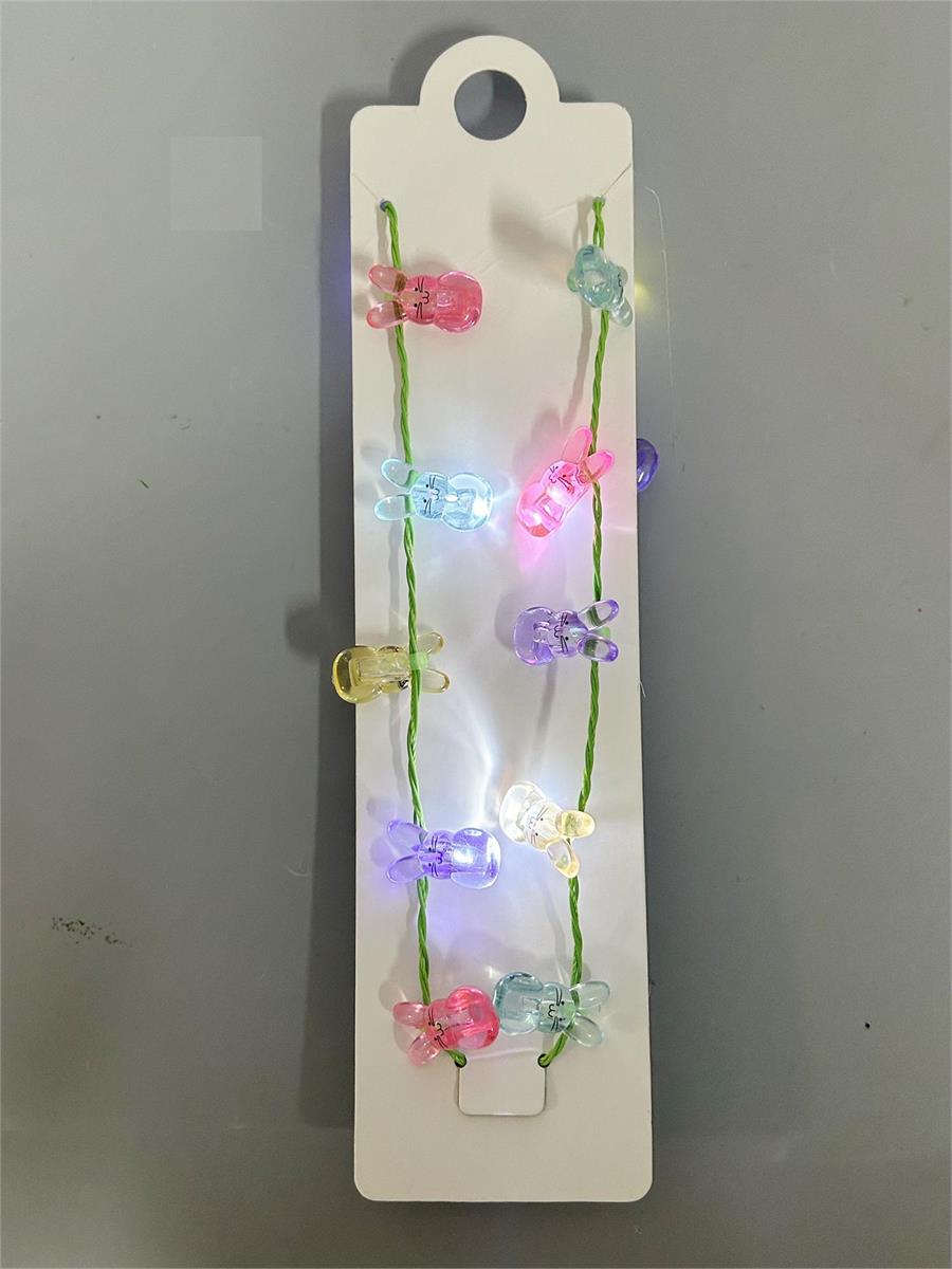 Easter 8 LED Bunny Blinking Necklace,3 Modes, tie on card