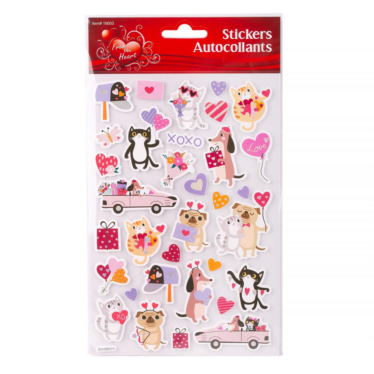 V'tines EVA Foil Stickers, polybag w/insert card