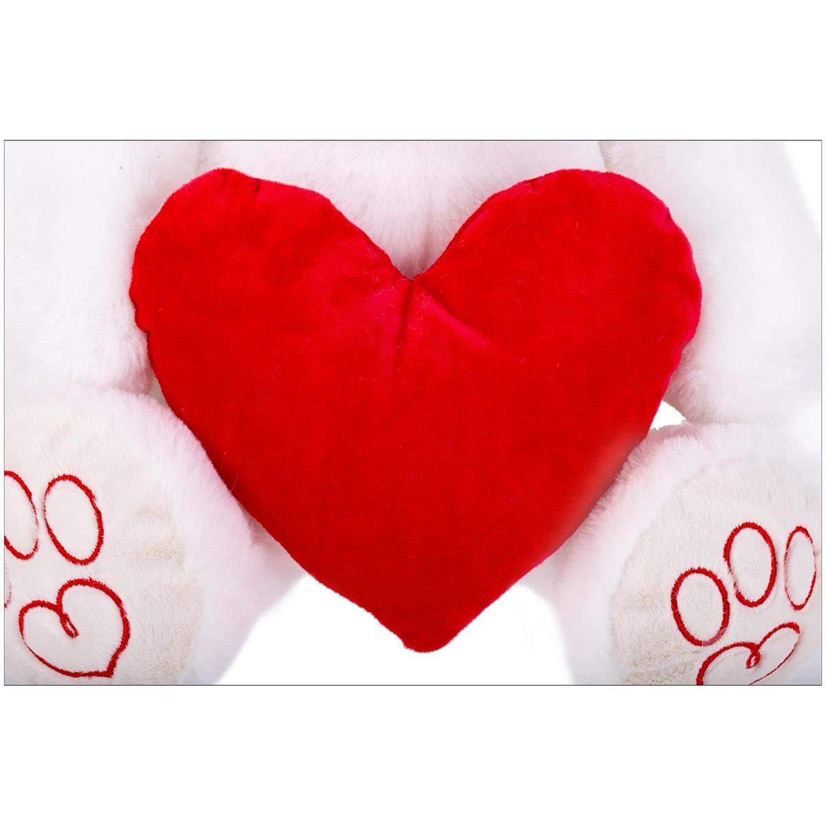 V'tines 12" White Plush Bear w/Heart,cht