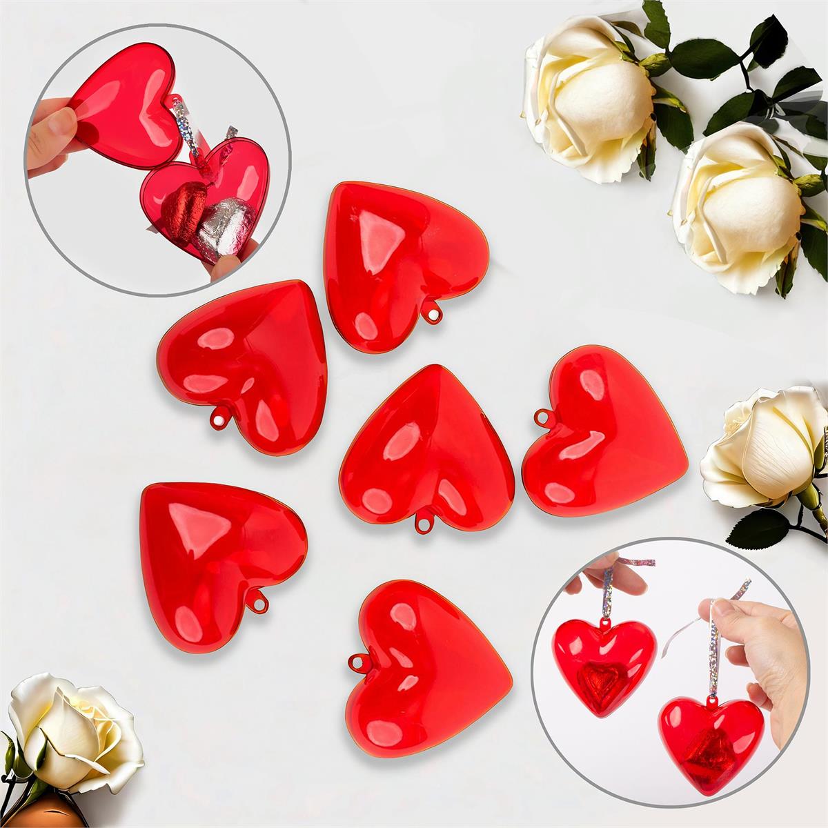 V'tines 6pk 6cm Heart Shape Plastic Box,pbh