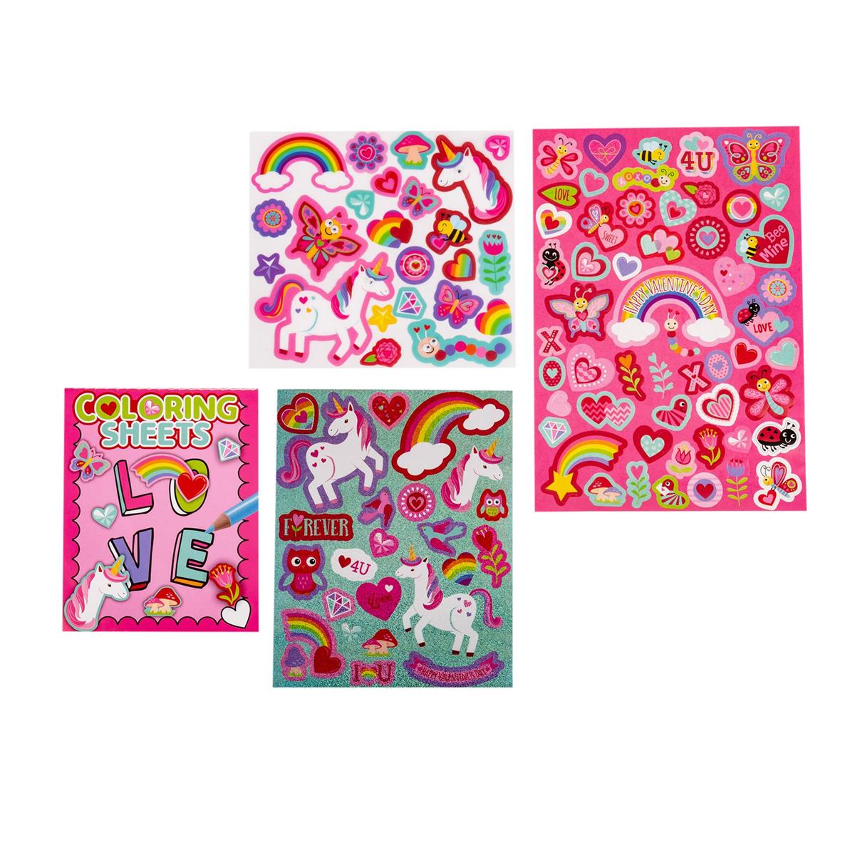V'tines 100ct Stickers w/ 4 Colouring Sheets,pbh