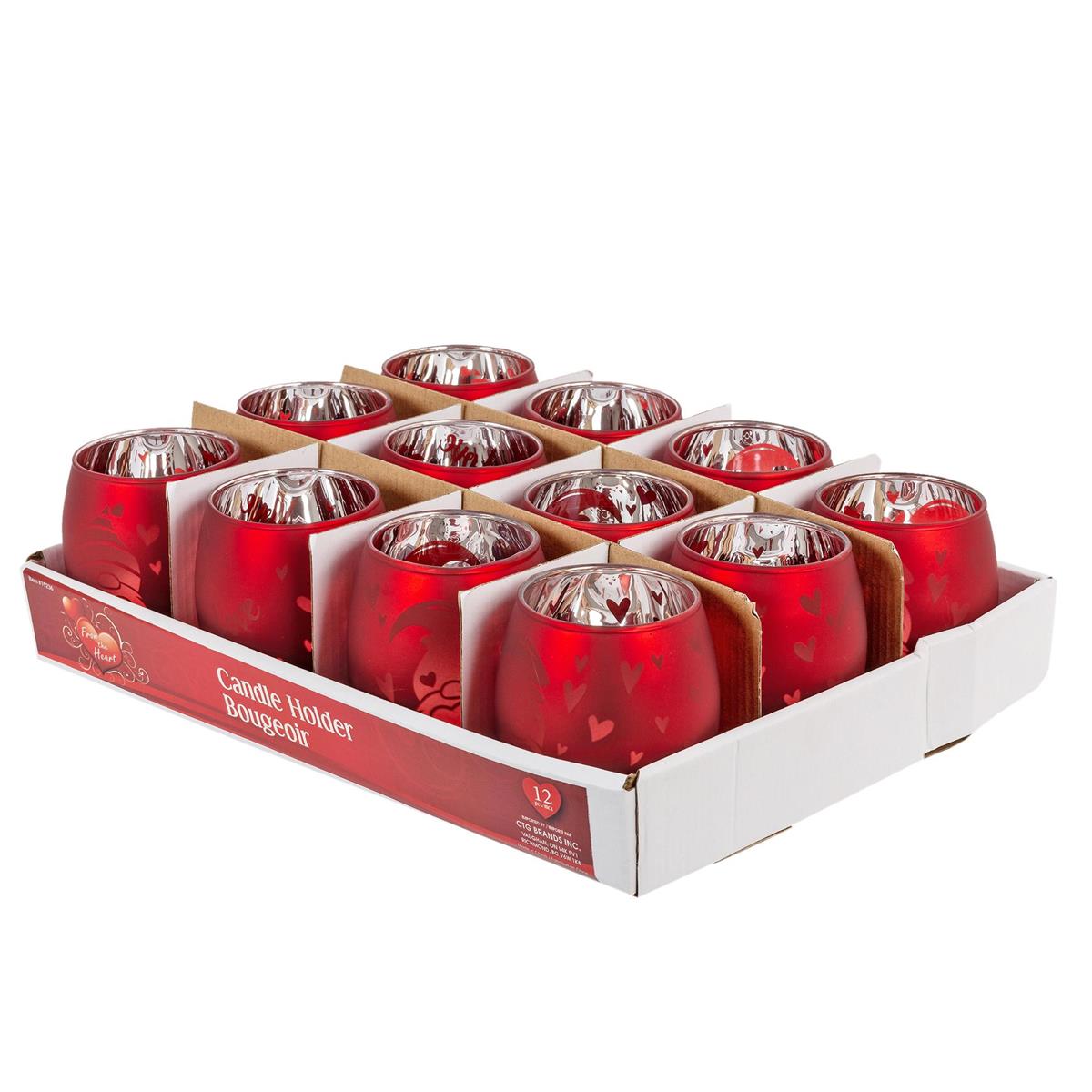 V'tines Gnome 3.5" Glass Candle Holder, 2/S, 12/dsp