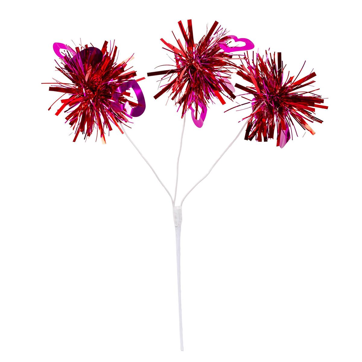 V'tine Tinsel Flower Pick, 18"x5.9", cht