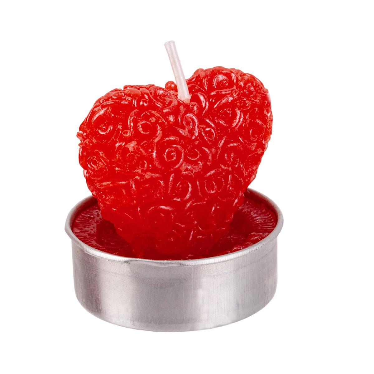 V'tines Embossed Heart Tealight Candle, pdq/24