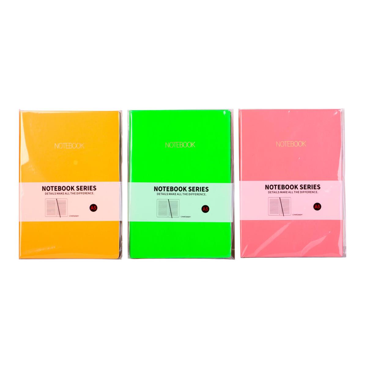 3-Neon color soft cover Notebook 14.5x21cm 80s