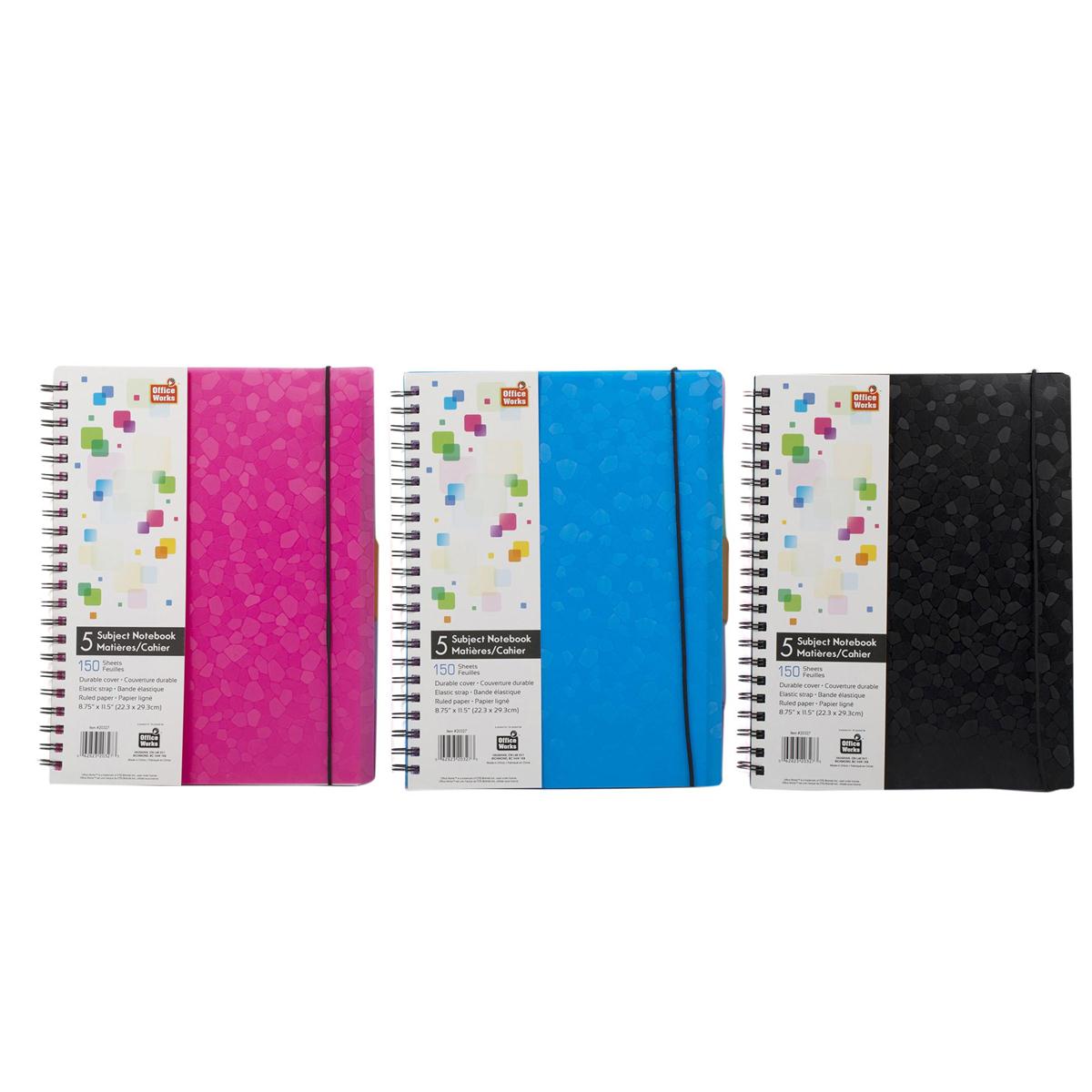 O.Wks, 8.75x11.5" 5Sub 150 sheets Notebook, Ruled, 4 col., bulk