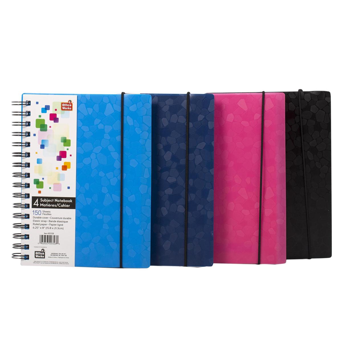 O.Wks, Notebook, 4-Subject, Ruled 6.25"X 8", 150sheets, 4 col., bulk