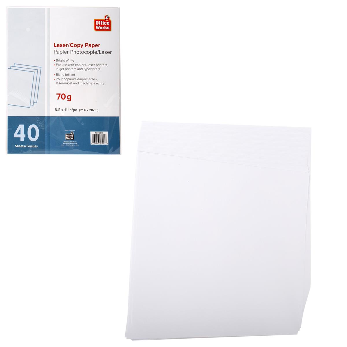 O.WKs. 40-sheet Laser/Copy Paper
