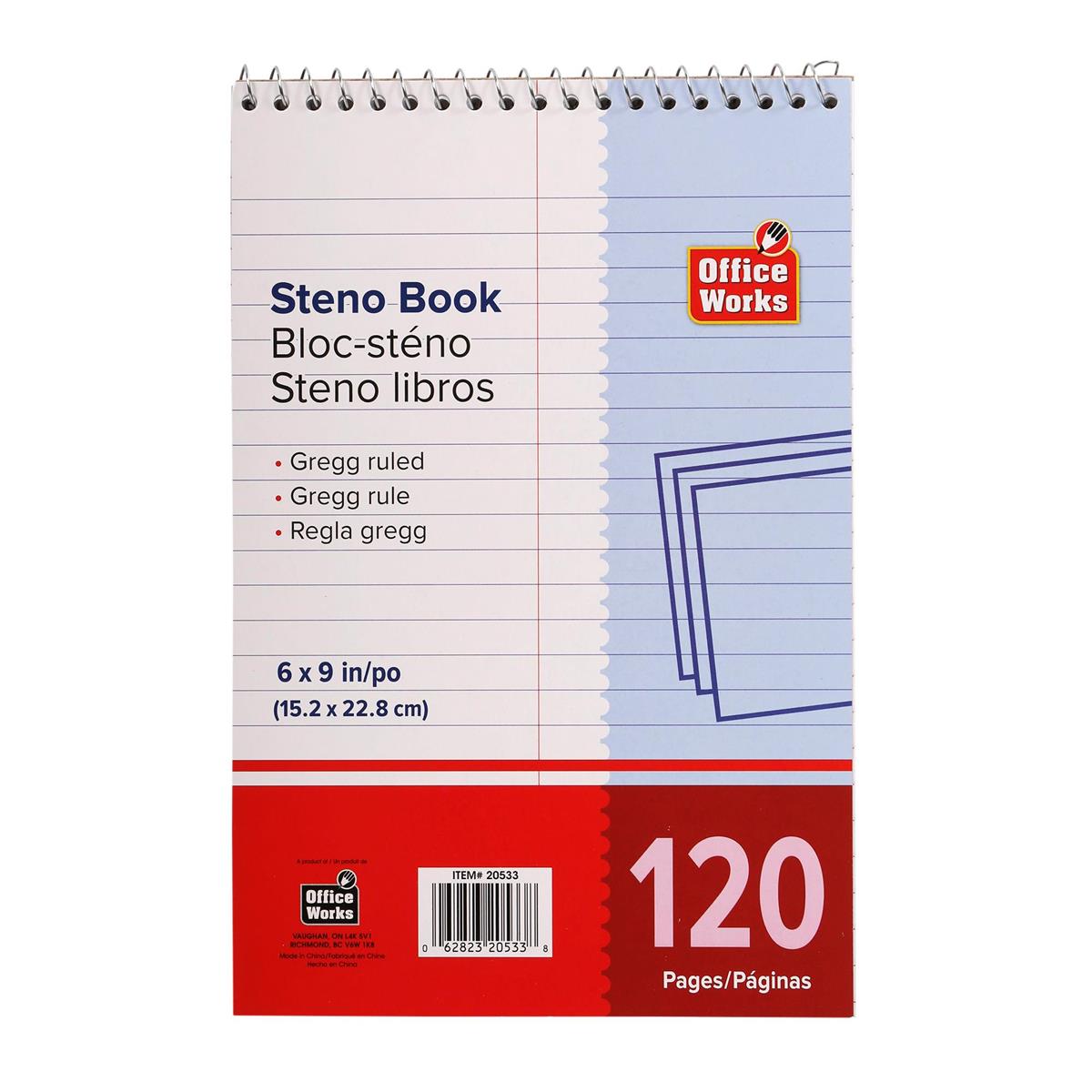 O.WKs. 120-page 6"x9" Steno Book (VB06080)