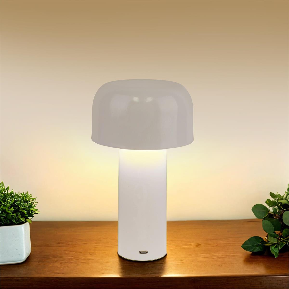 USB Touch LED Lamp, White, Rechargeable, 5"Dx8.25"H,cbx
