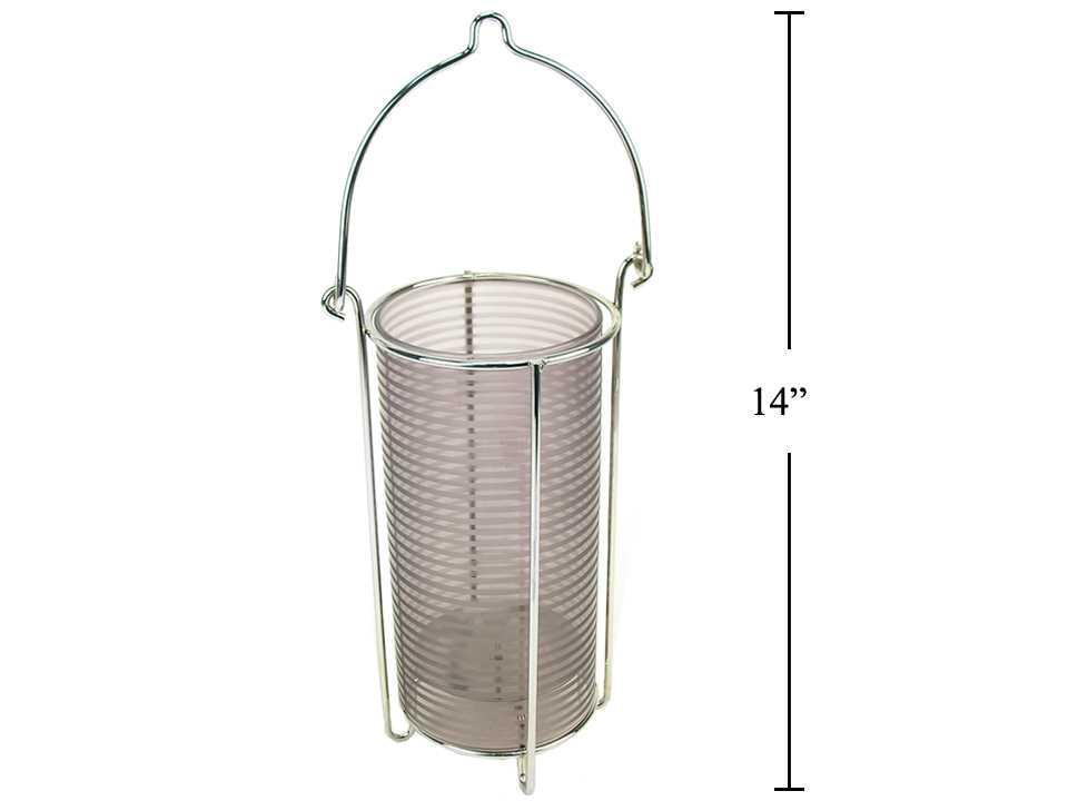 Deco Lite 14"H Pillar Holder w/ Handle & Glass