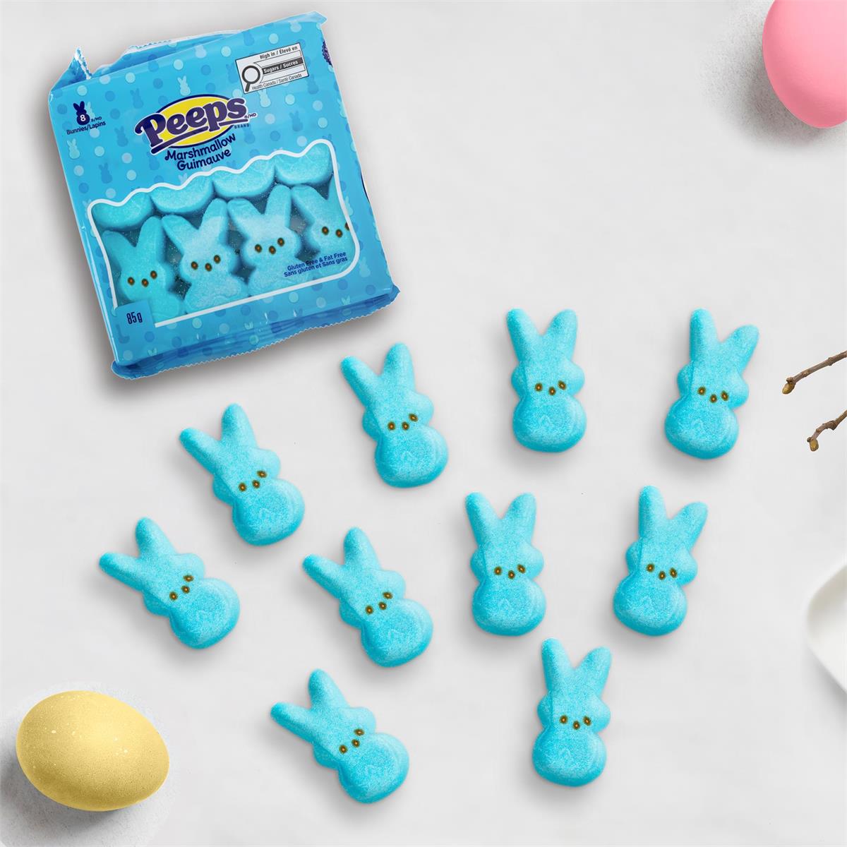 Peeps 8pk Blue Marshmallow Bunnies, 85g, 40/dsp