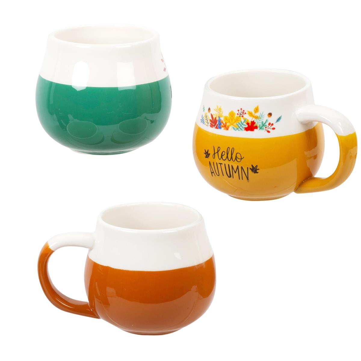 Harvest 16oz. Belly Shaped Dolomite Mug, 3asst., upc