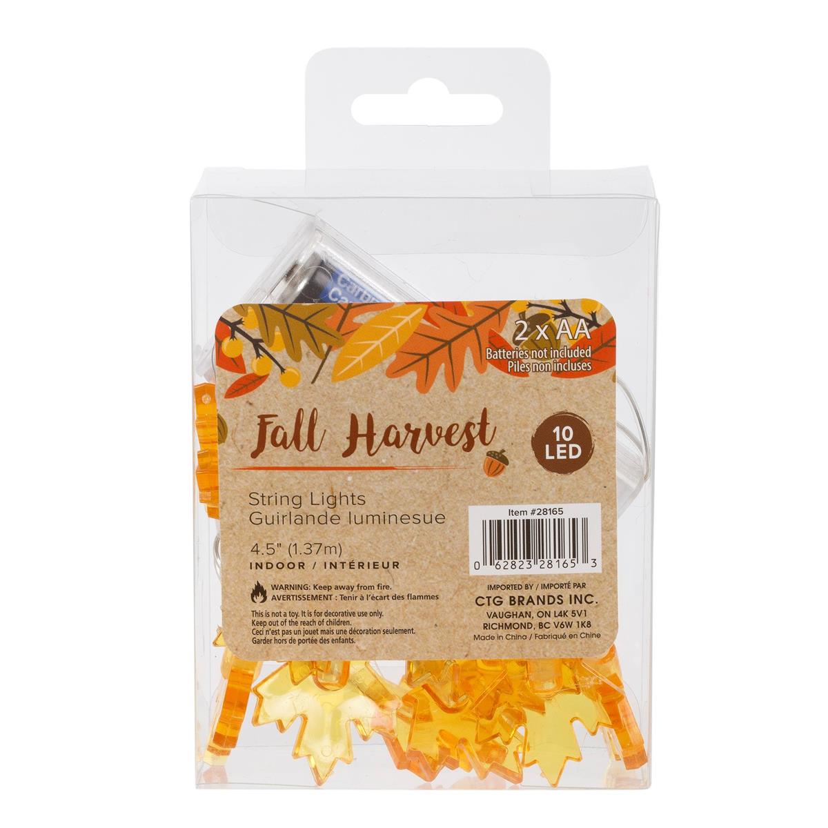 Harvest 10 LED Maple Leaf Lights, 55", pvc box w/label