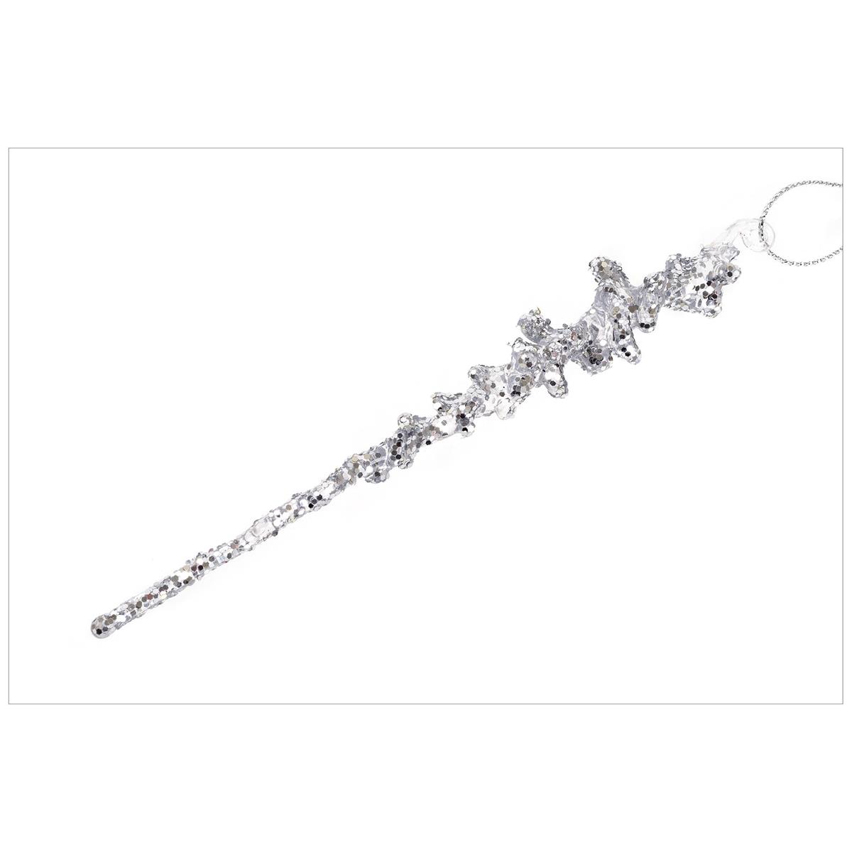 Deco N. 6pk Silver Glitter Icicles, Header Hard