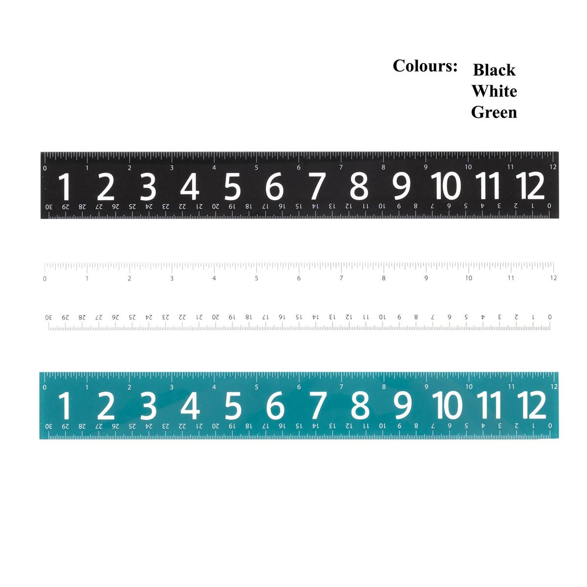 O.WKs. XL Number Slim Ruler 30 cm, 3 Colours, Hdr+Opp