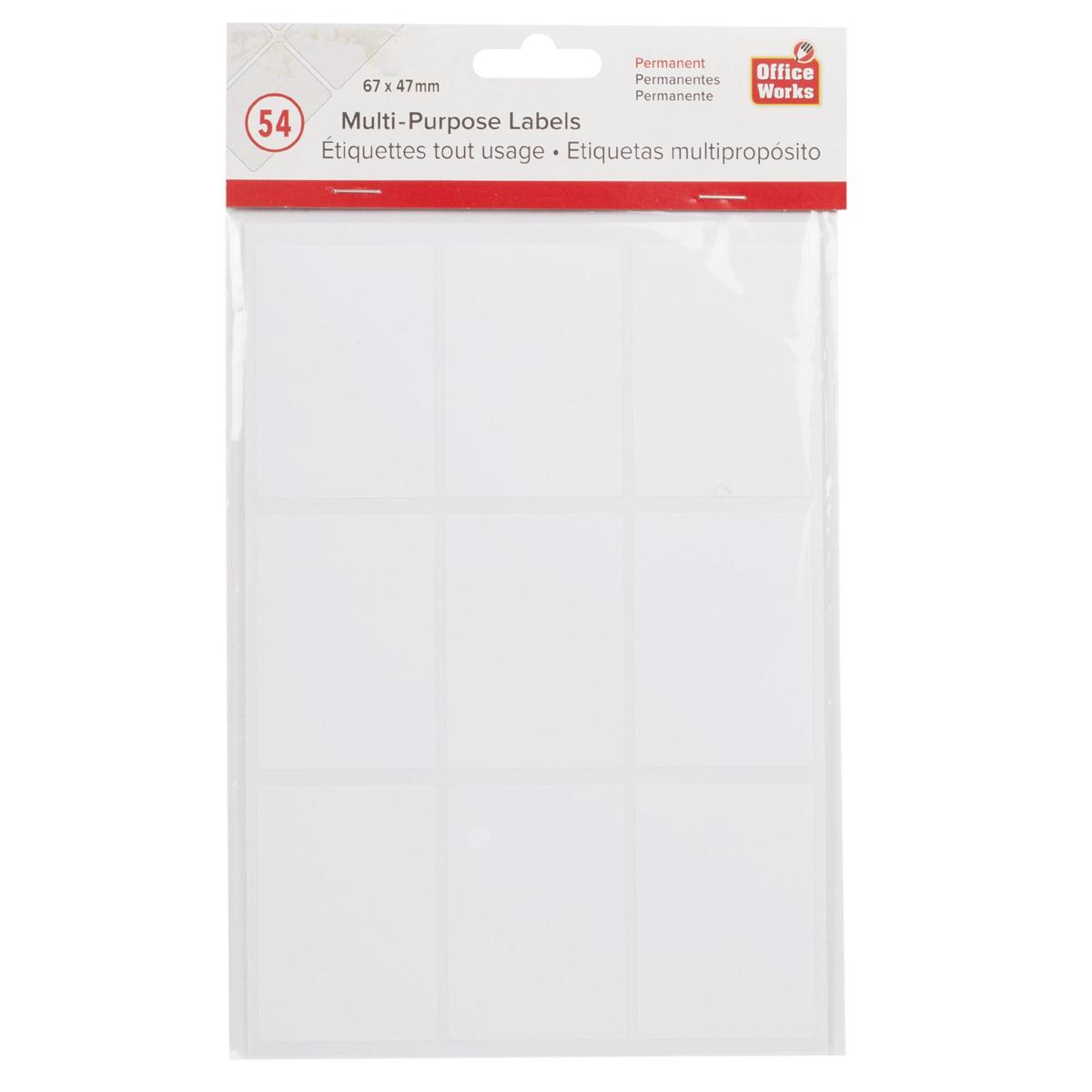O.WKs. Multi-Purpose Label, 54pcs, 67x47mm, PBH