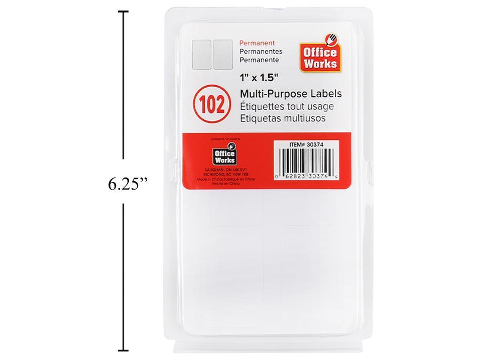 O.WKs. 102-pc 1x1.5" Labels, clam pack