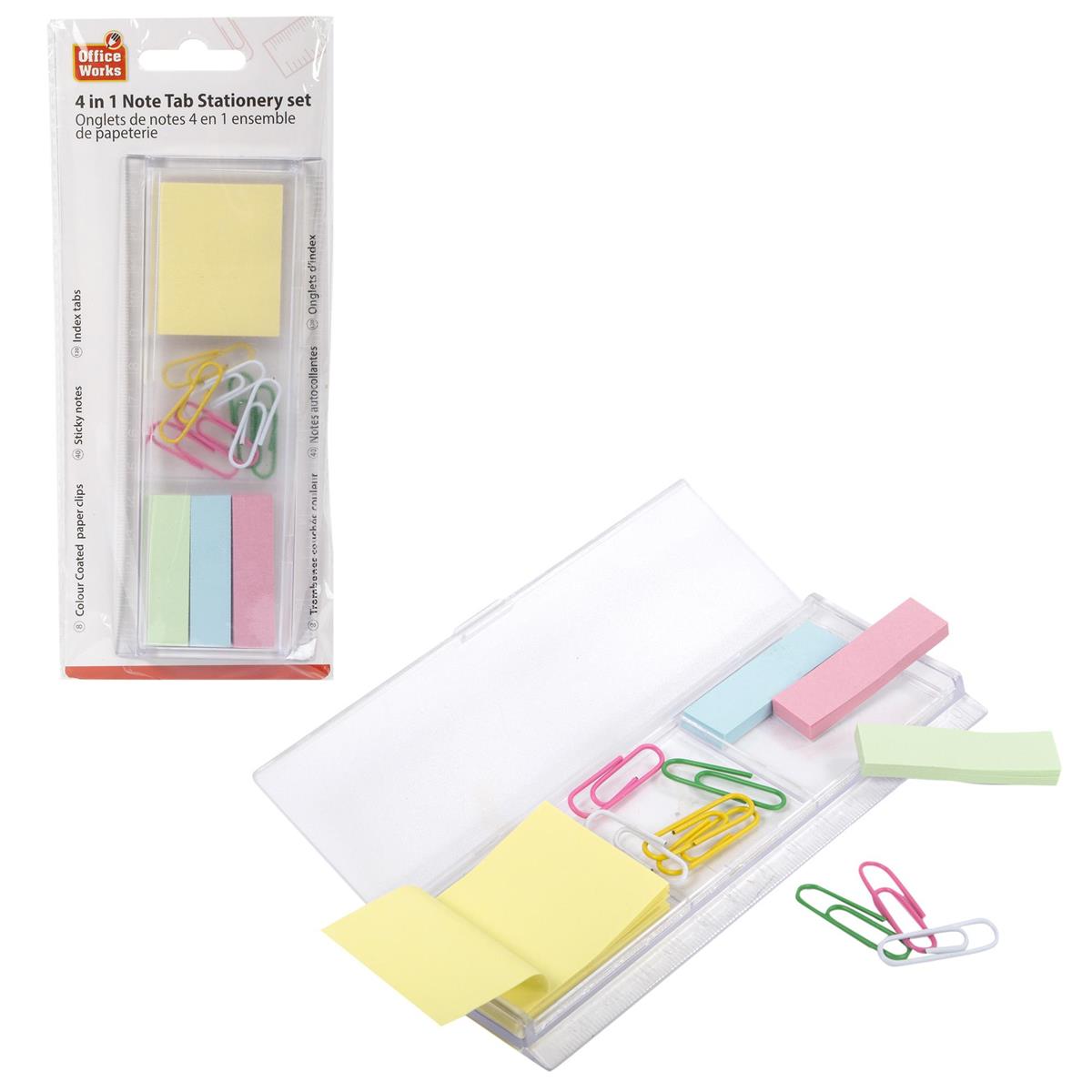 O.WKs.4in1 Note tabs Stationery Set Ruler Clear box, HPB