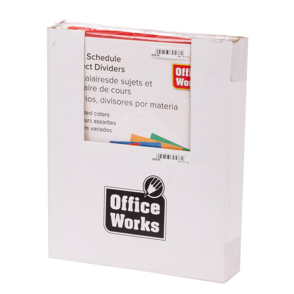 O.WKs. 5-pc Paper Class Schedule Subject Divider, 36/dsp