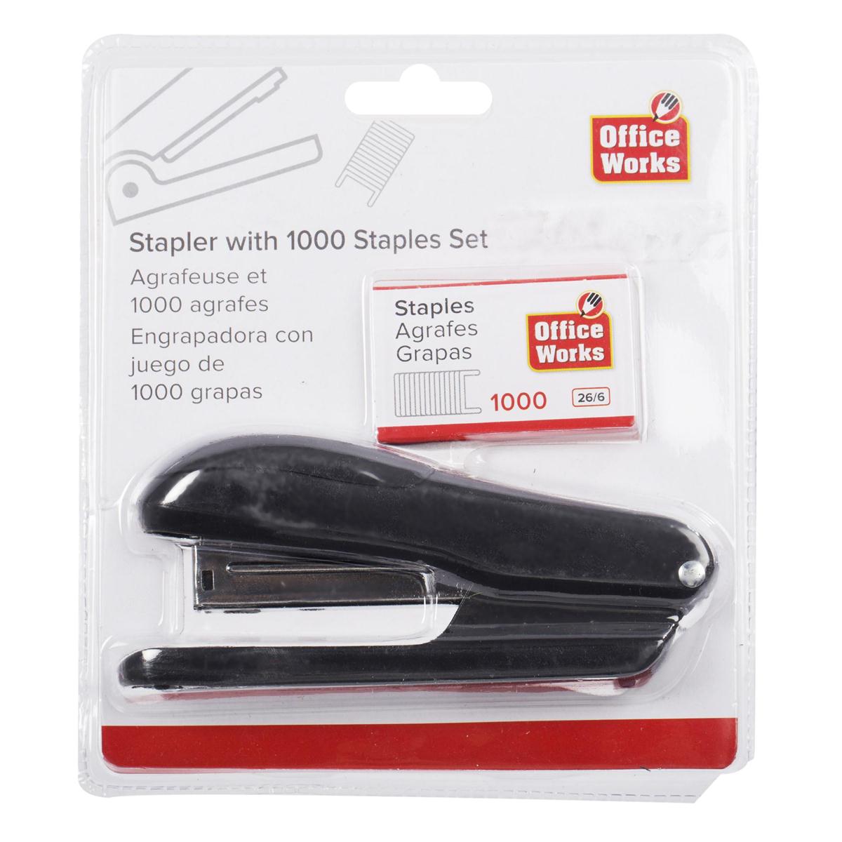O.WKs. 26/6 Stapler+1000 Staples Set, BLK, clam pack